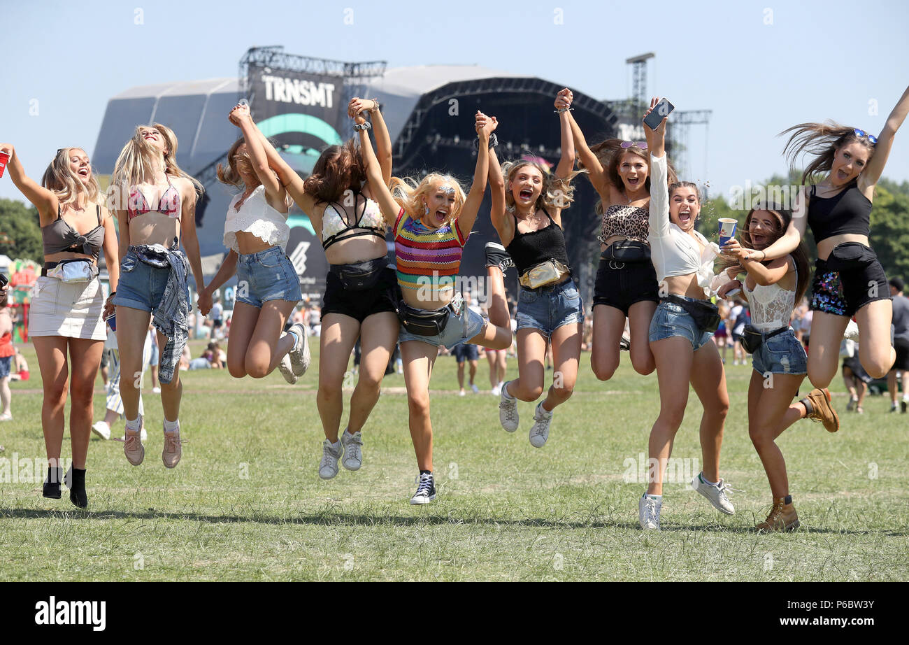 Festival-goers in front of the main stage at TRNSMT festival in Glasgow ...