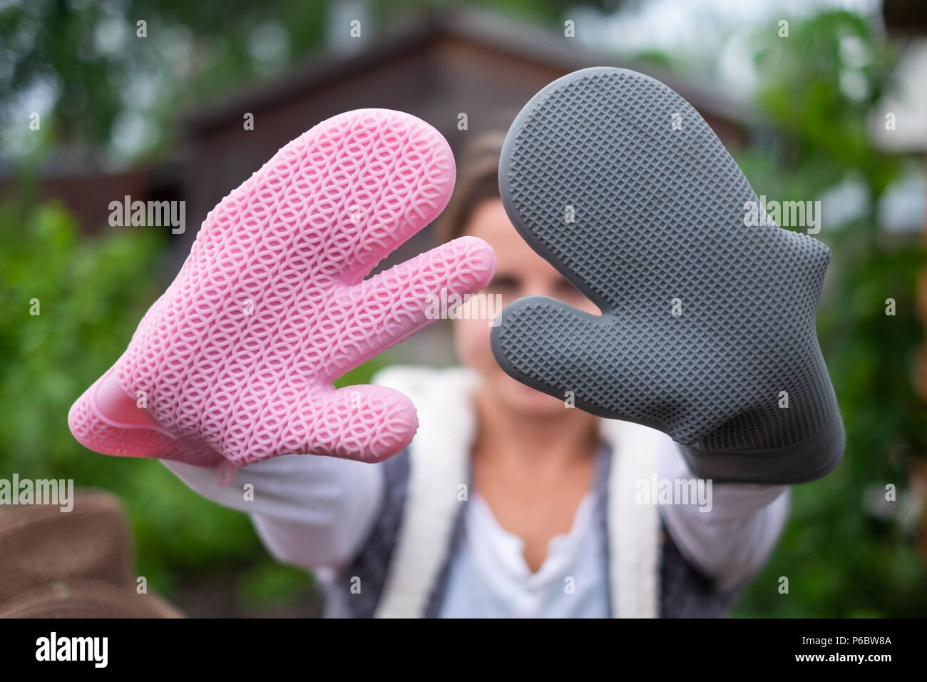 Chef wearing protective gloves hi-res stock photography and images - Alamy