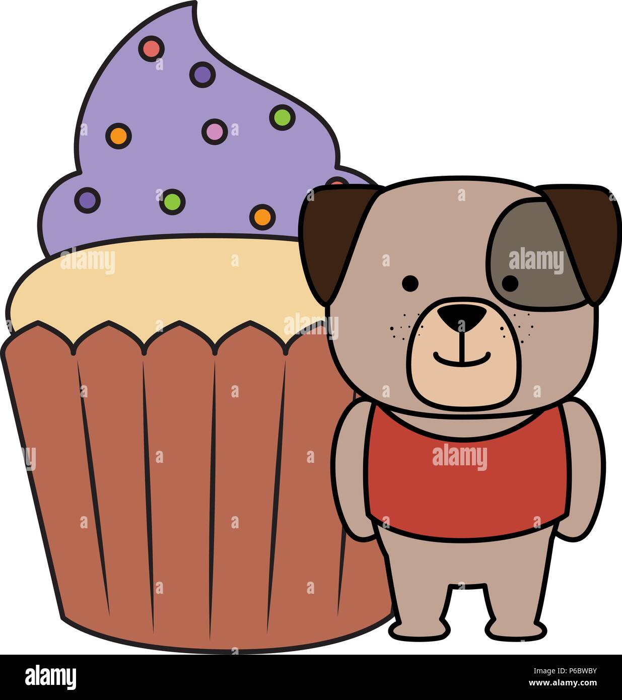 Birthday dog cupcake Stock Vector Images - Alamy