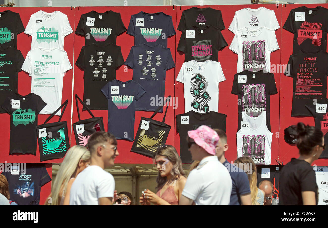 Merchandise on sale at TRNSMT festival in Glasgow Stock Photo - Alamy