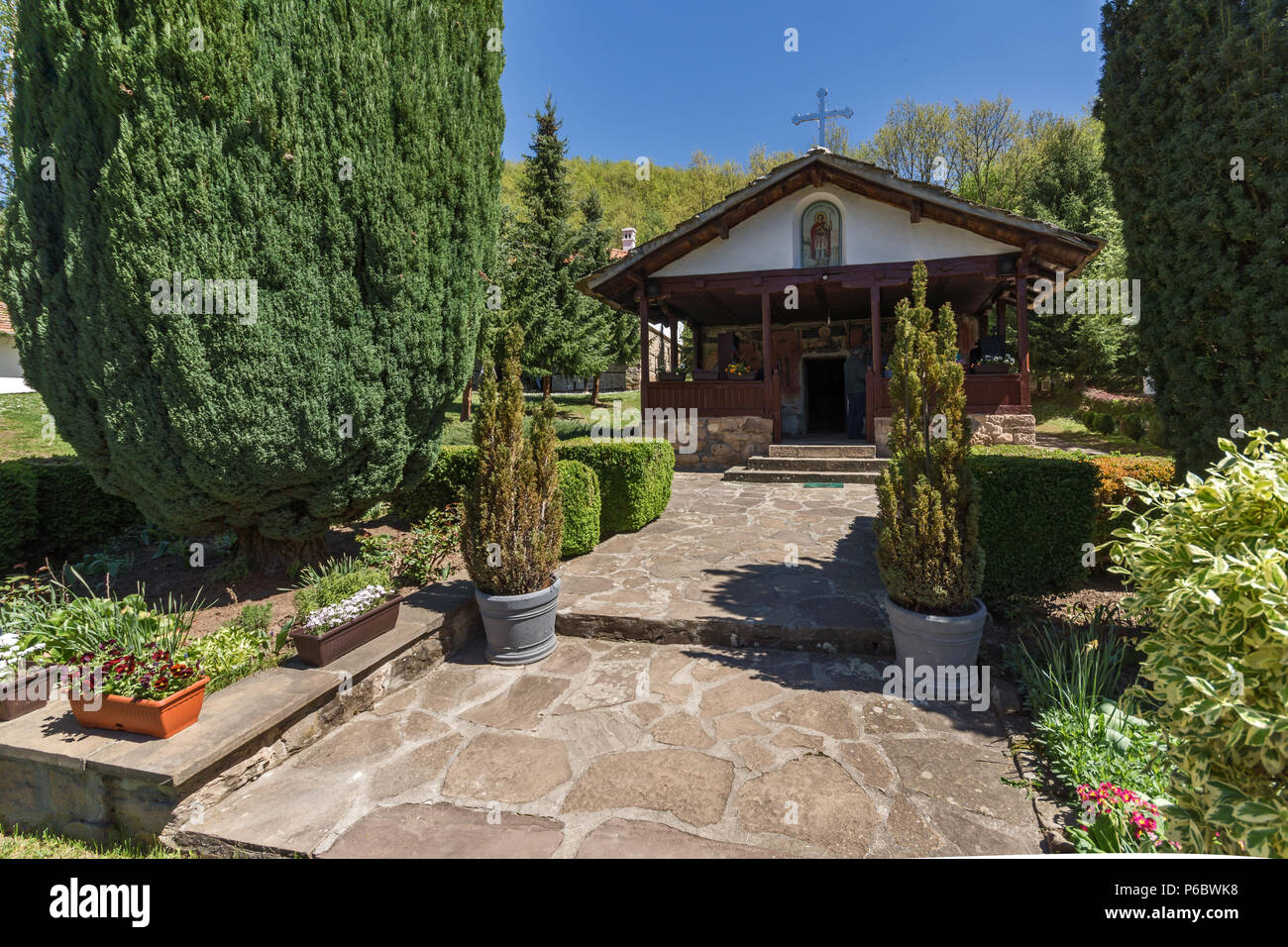 Panoramic view of Temski monastery St. George, Pirot Region, Republic ...