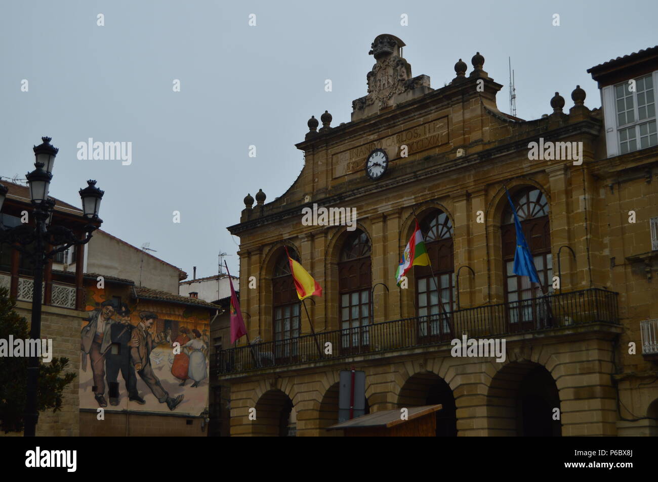 Main Square Of Haro With The Beautiful Facade Of Its City Hall ...