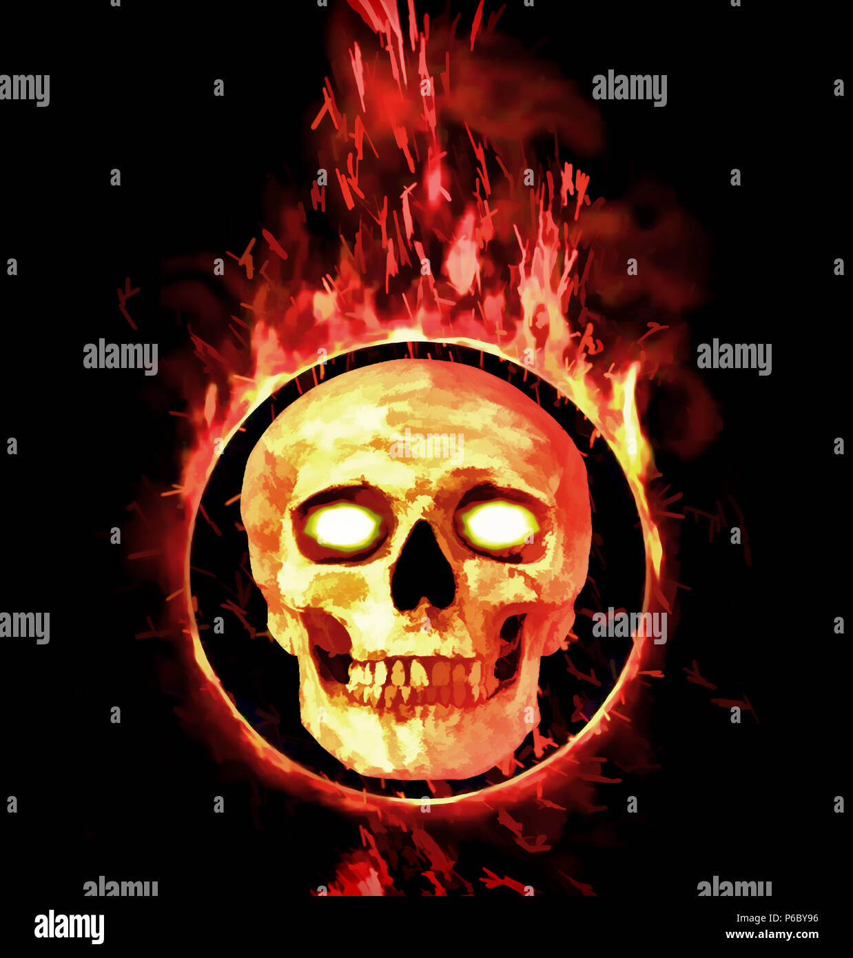 Realistic Fire Skull Wallpaper