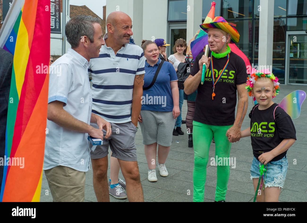 The first Gay Pride parade in Canterbury Kent UK Stock Photo - Alamy