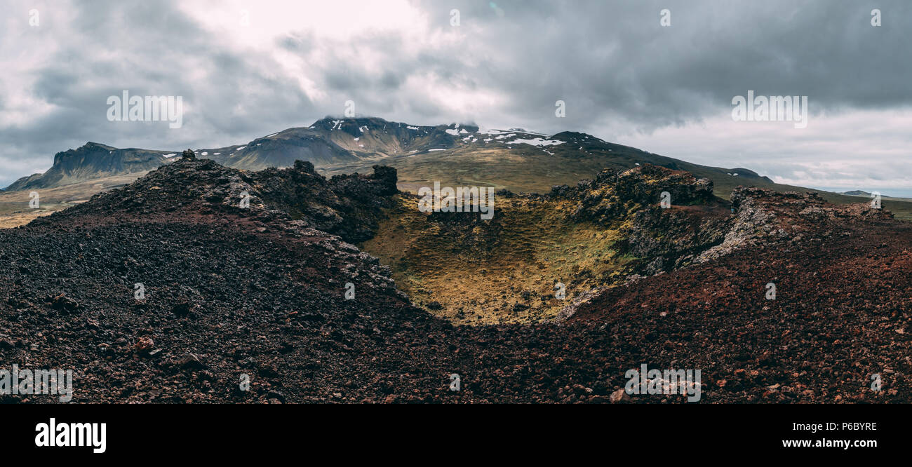 saxholl crater in iceland. volcano crater in iceland national park ...