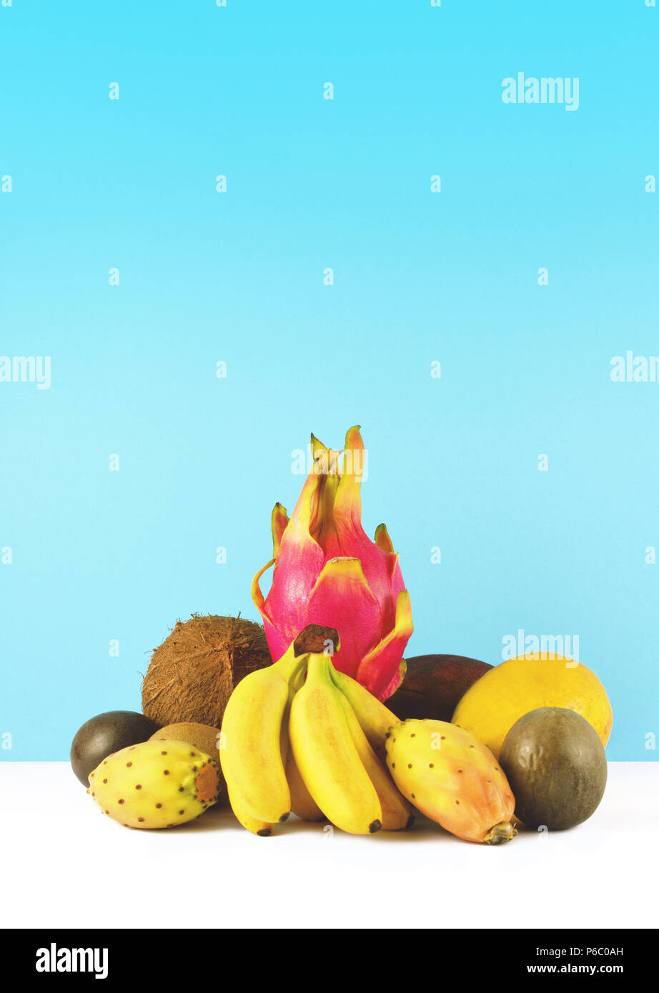 Pink smoothie with tropical fruits Stock Photo - Alamy