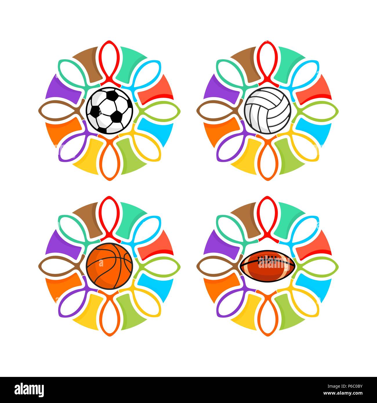 A set of Christian sports logos. Teams of Christians and various sports ...