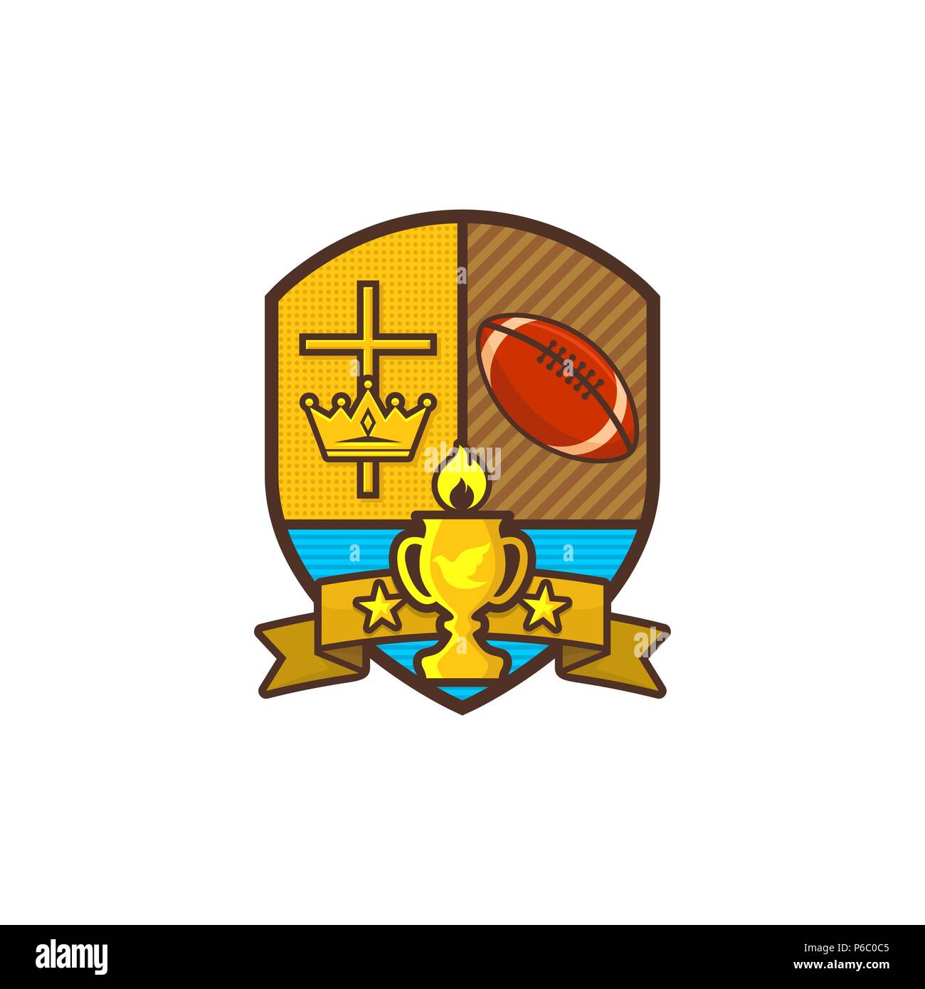 Christian sports logo. Shield, goblet, cross of Jesus, crown. The ball ...