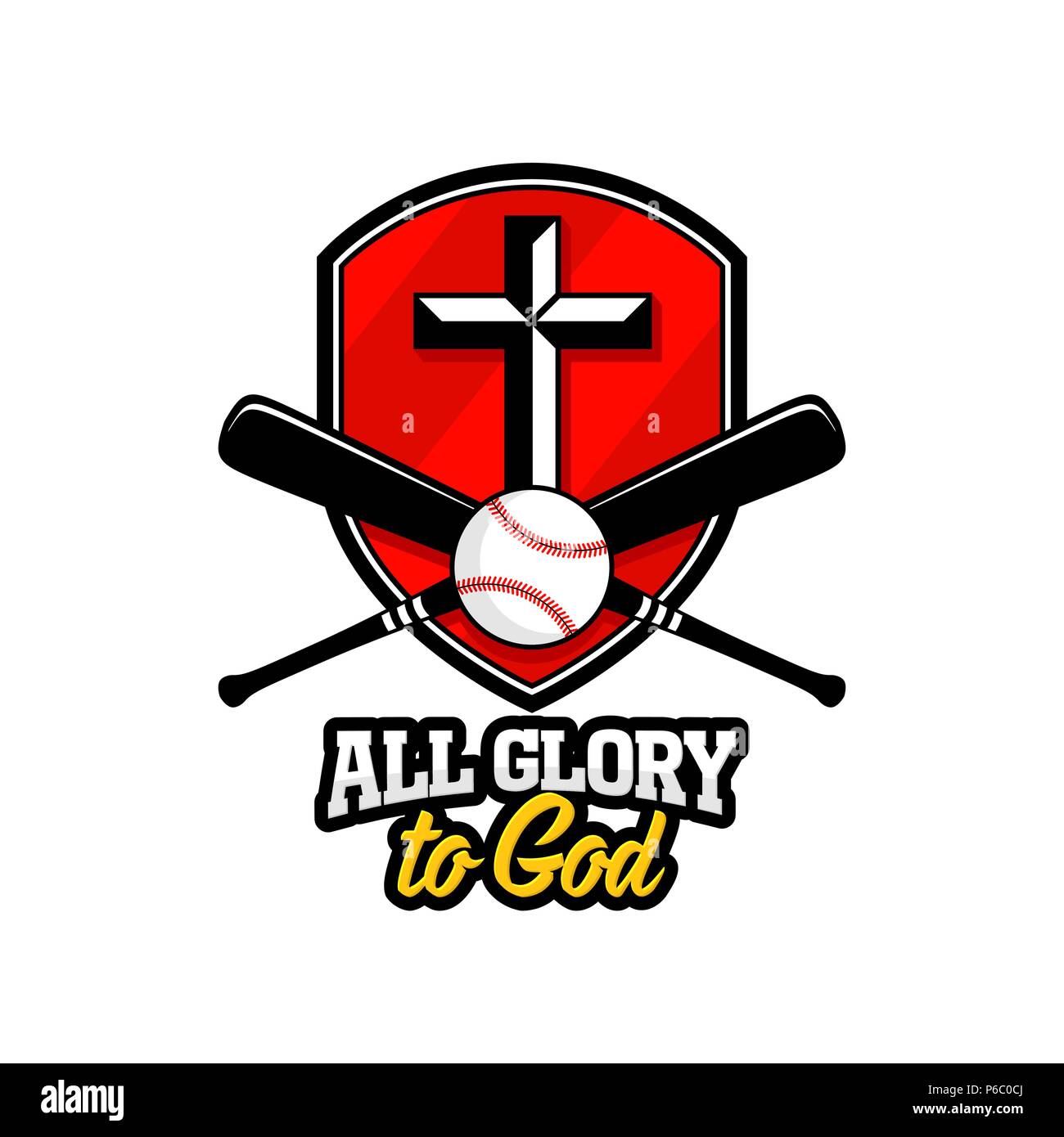 Athletic Christian logo. The golden shield, the cross of Jesus and the ...