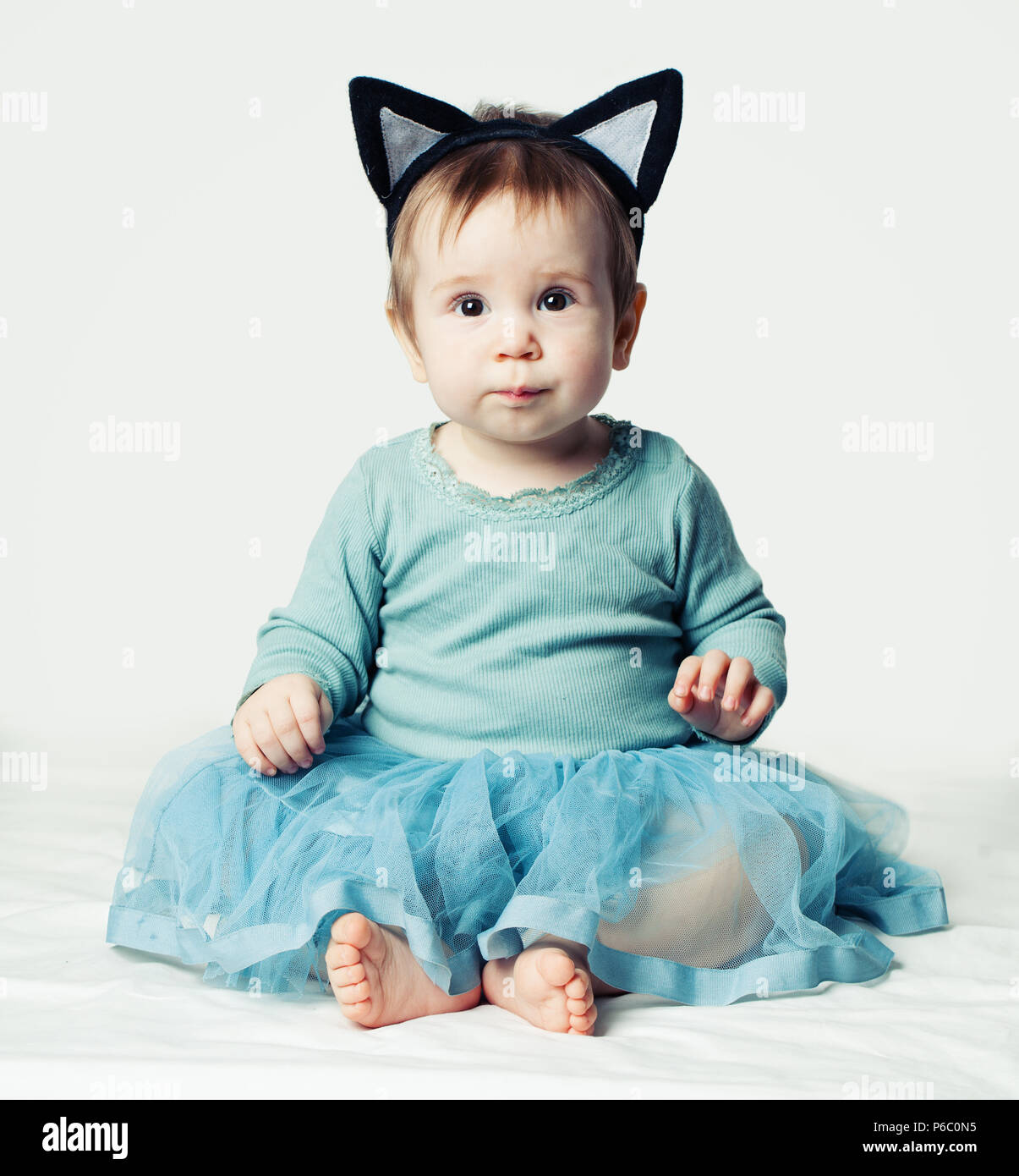 Beautiful baby girl on white background Stock Photo - Alamy