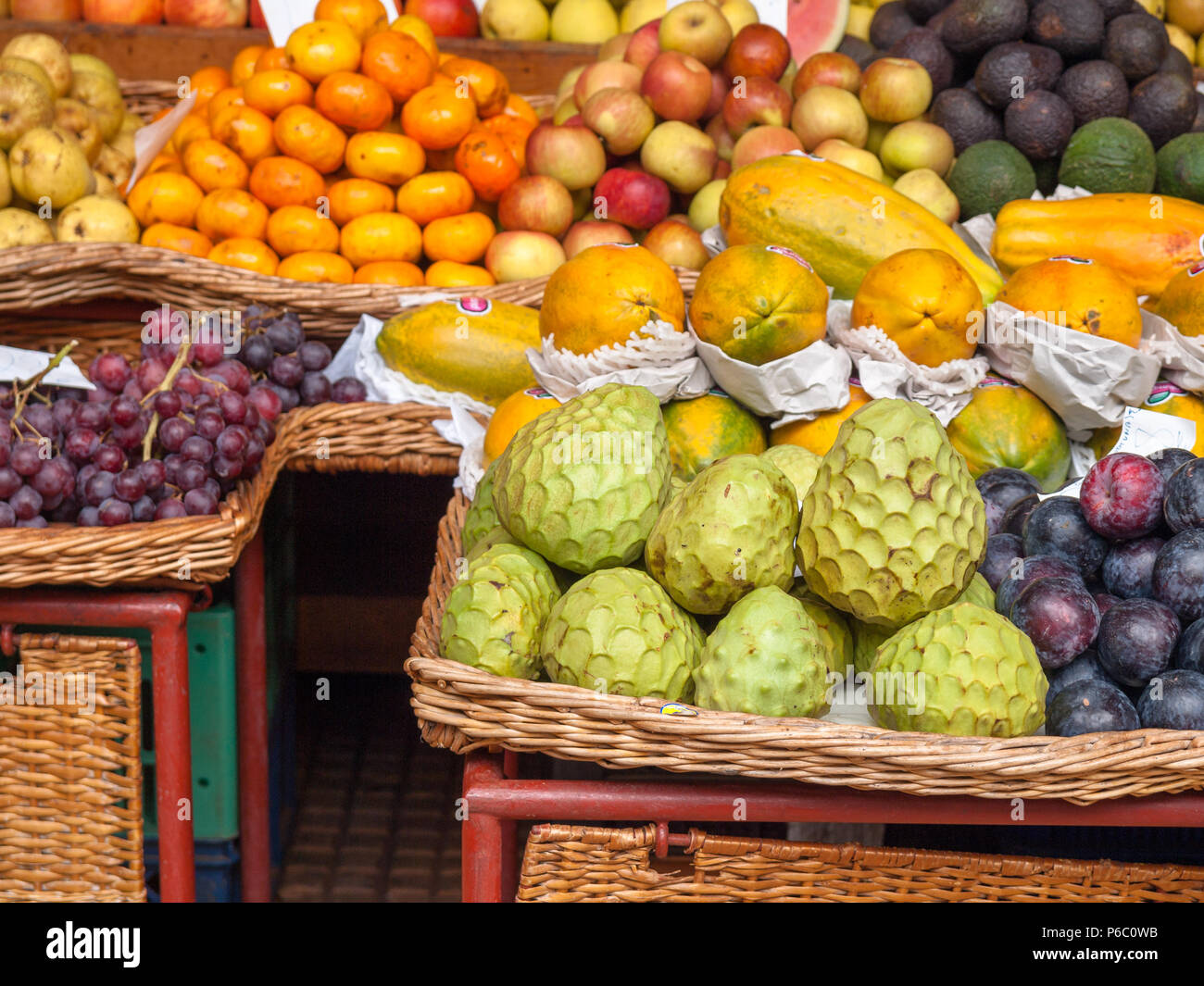 Colorful stall at the Farmers Market, Madeira Stock Photo - Alamy