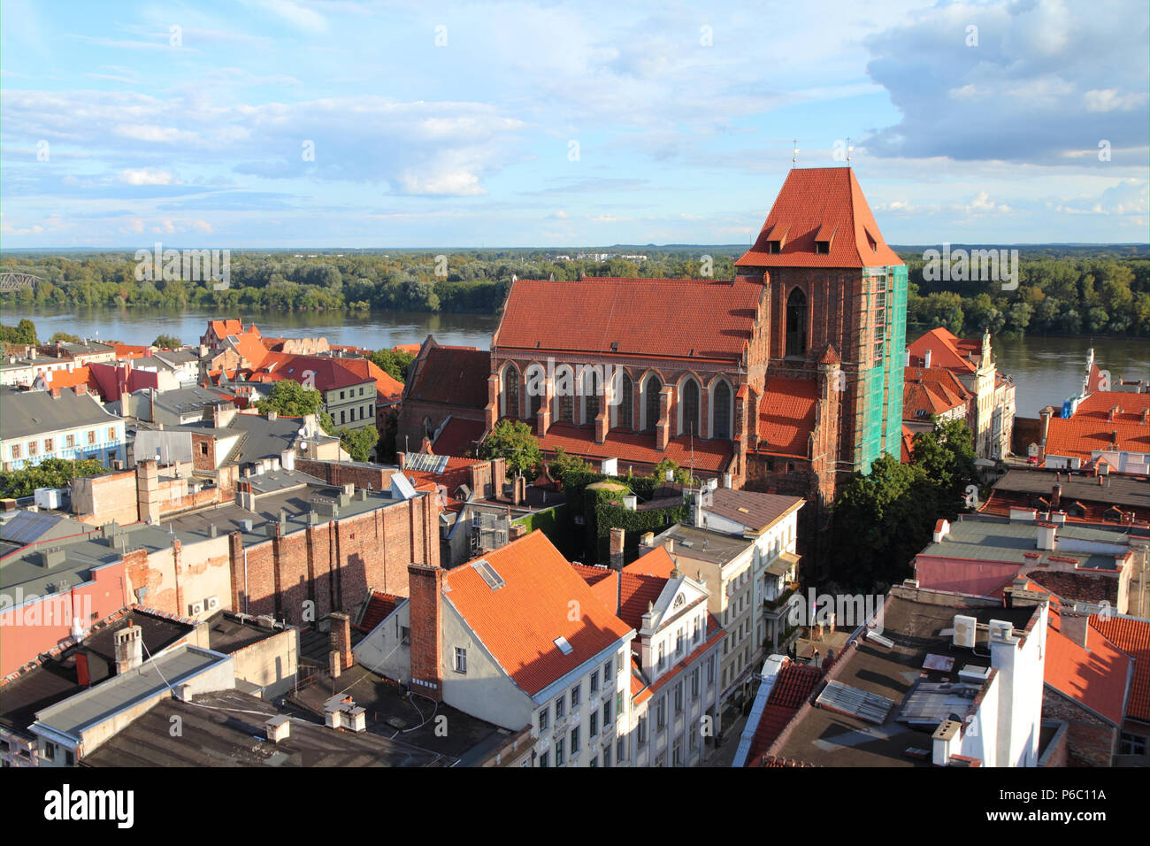 Poland - Torun. Old town skyline - aerial view from town hall tower ...