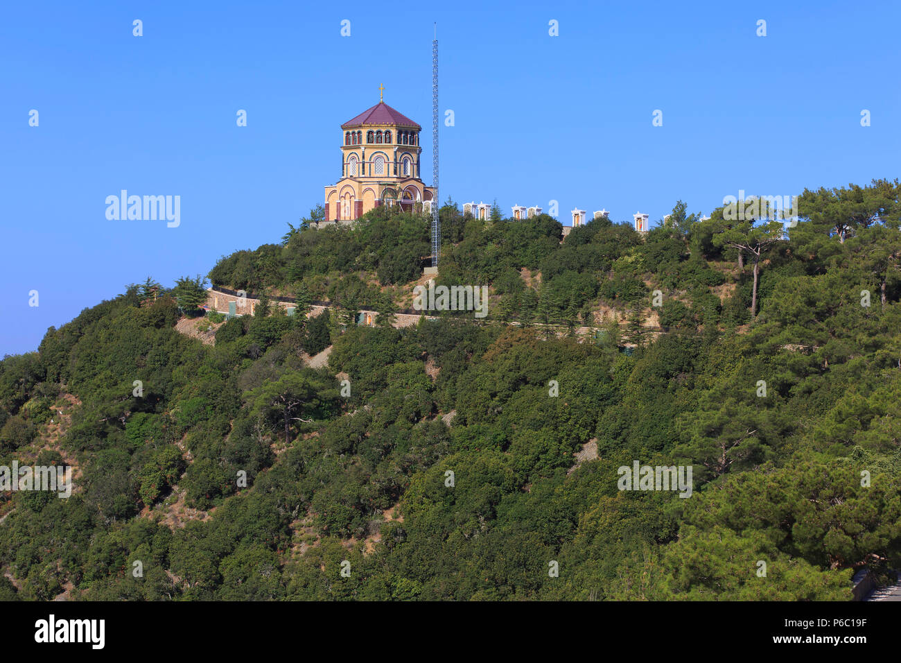 Eastern Orthodox church and pathway leading to the grave of Archbishop ...