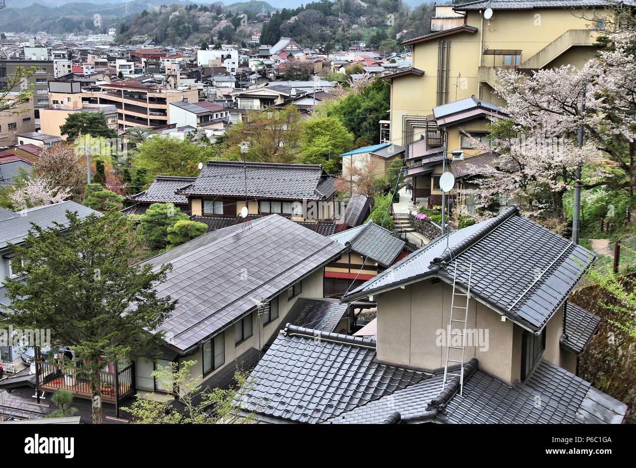 Takayama, Japan - town in Gifu prefeture of the region Chubu. Aerial ...