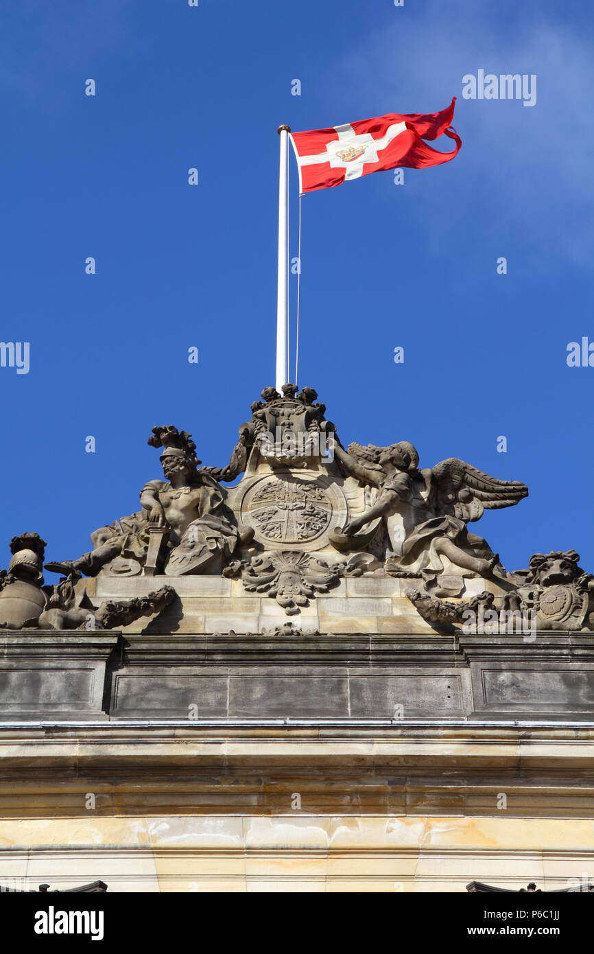 Copenhagen - Danish flag atop Amalienborg, royal palace in ...