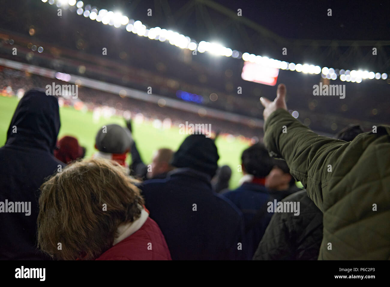 Crowds at Emirates stadium watching the Arsenal playing in the Premier ...