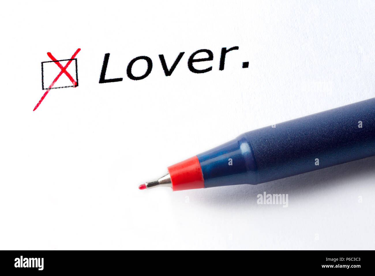 The word lover is printed on a white background. Check mark in red ...