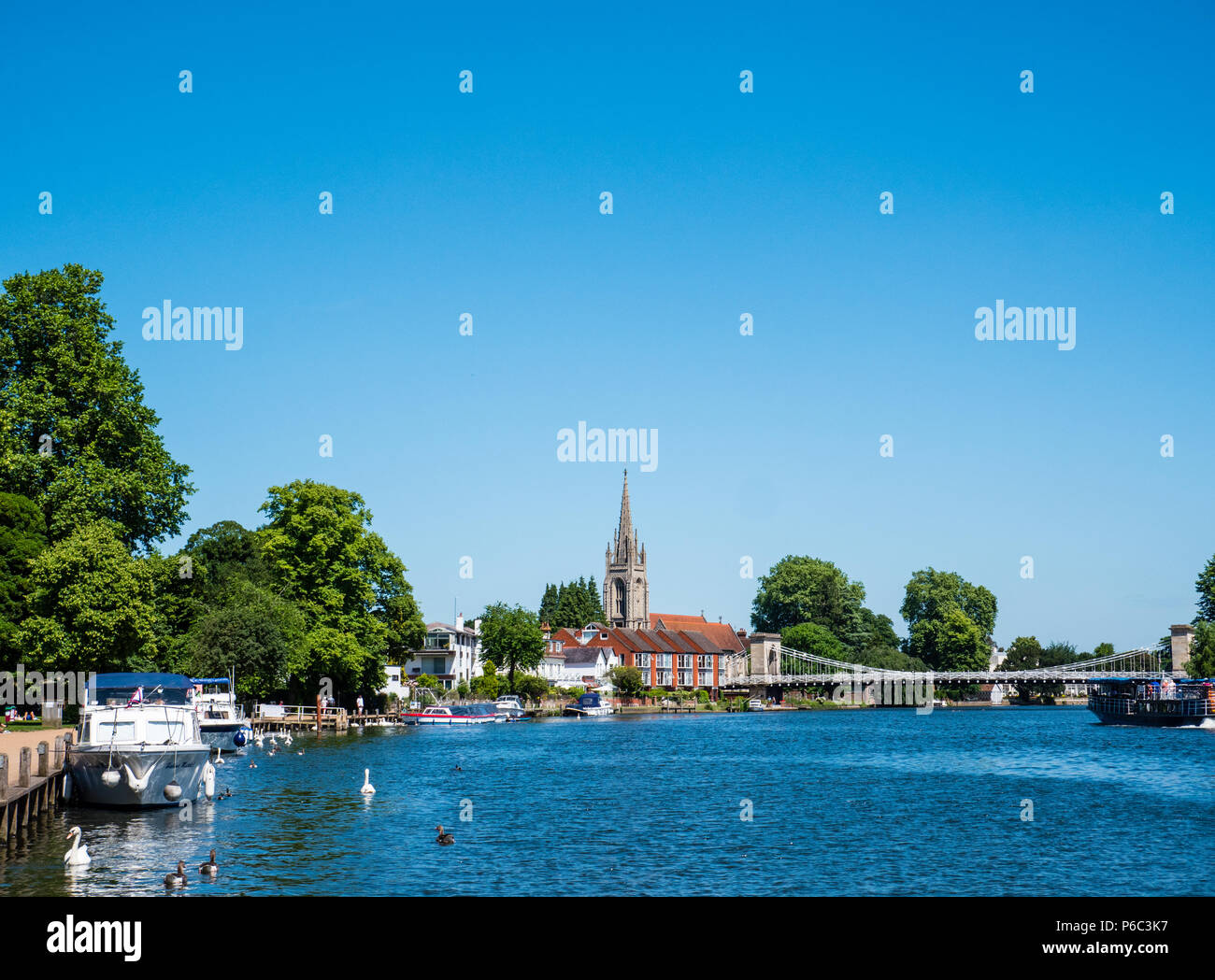 Marlow Bridge and All Saints Church, on The River Thames, Marlow ...