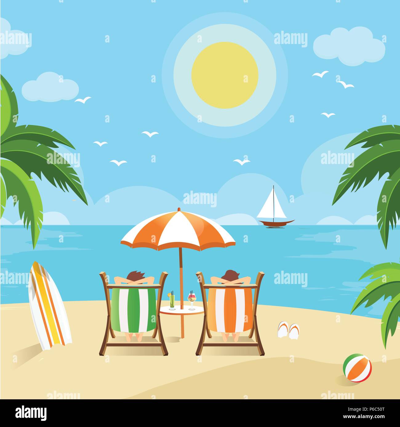 Lovely beach scene Stock Vector Images - Alamy