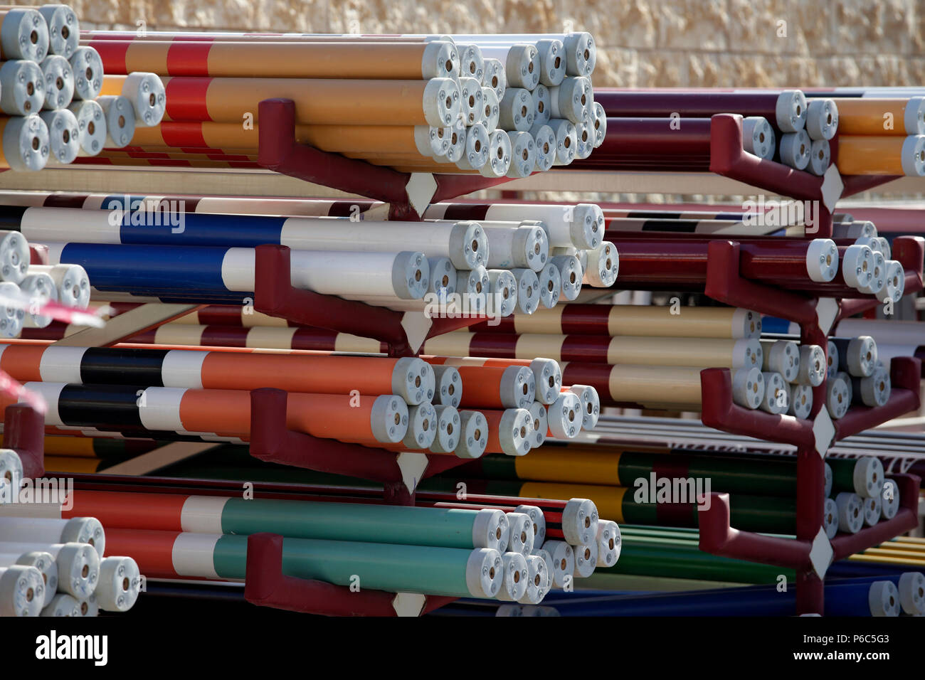 Doha, obstacle rods Stock Photo - Alamy