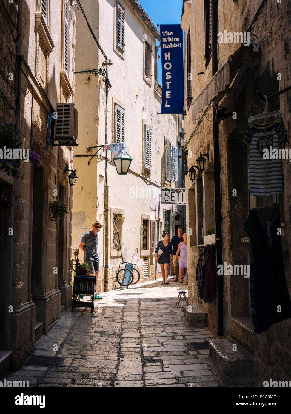 Narrow streets in Hvar downtown Croatia Stock Photo - Alamy