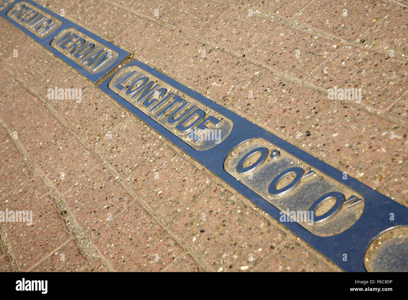 Line of the Greenwich Meridian zero longitude, Cleethorpes ...