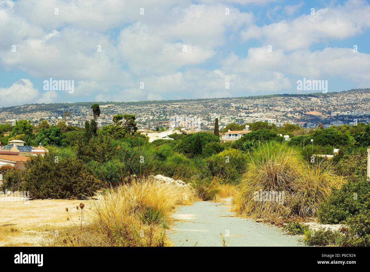 Landscape of Cyprus with hills against blue sky Stock Photo - Alamy