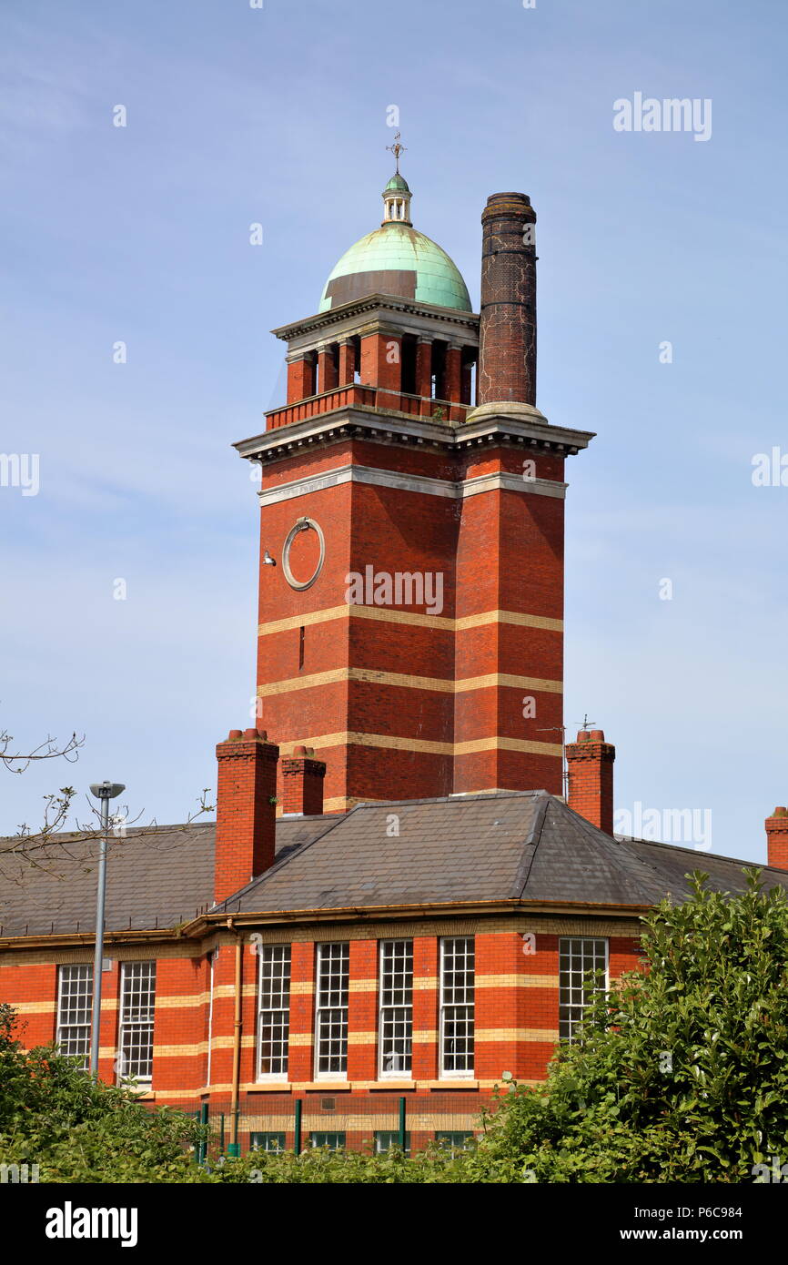 The tall tower of the old Velindre hospital towers above the other ...