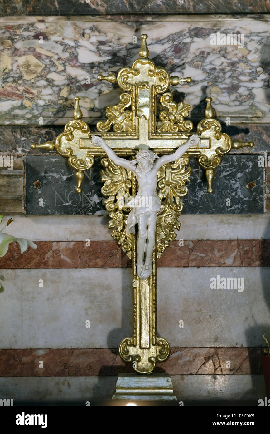 Cross on the altar of Our Lady in Zagreb cathedral dedicated to the ...