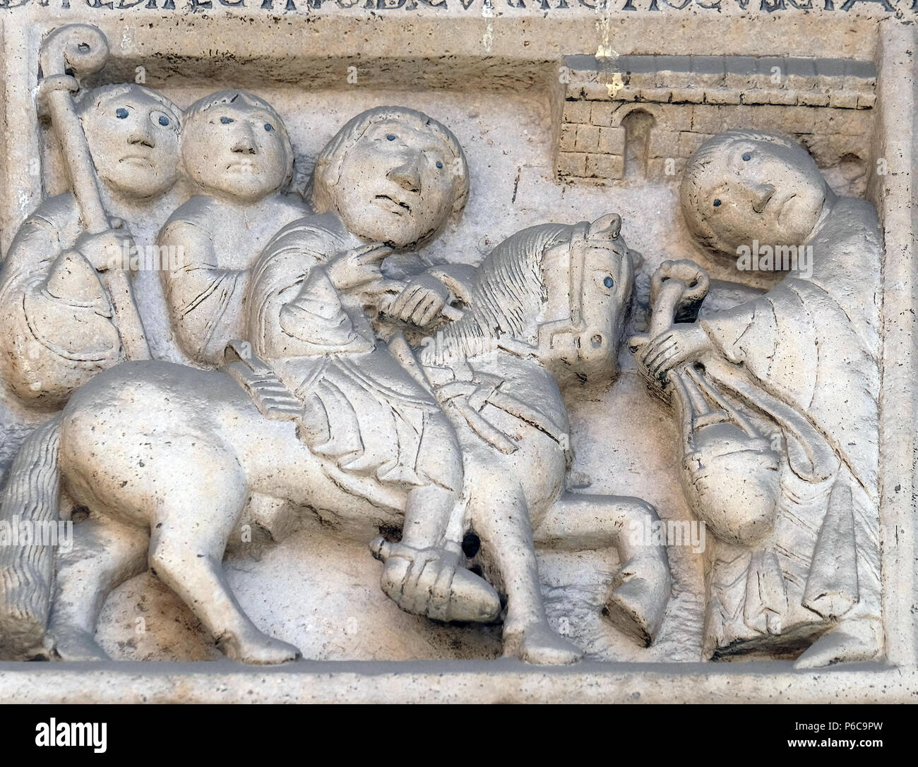 Scenes from the life of St. Geminianus, bass relief by Wiligelmo ...