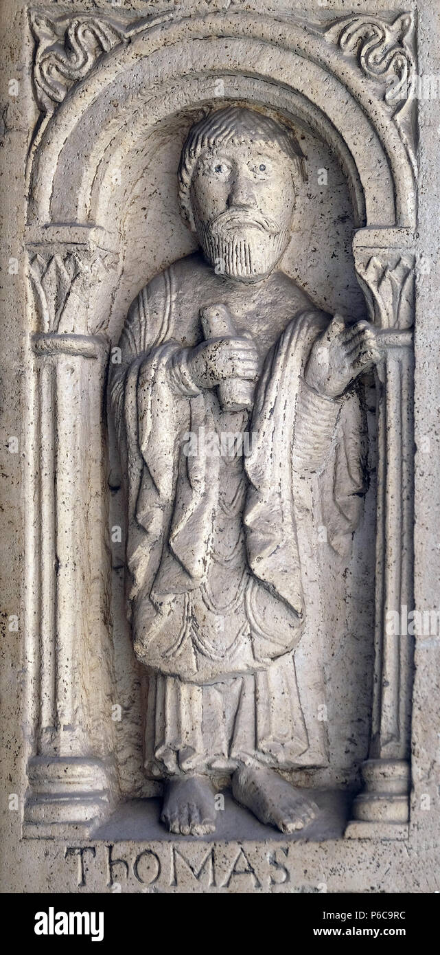 Saint Thomas the apostle, bass relief by followers of Wiligelmo ...