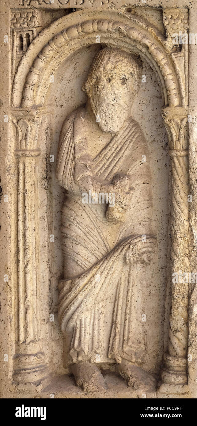 Saint Simon the apostle, bass relief by followers of Wiligelmo, Princes ...