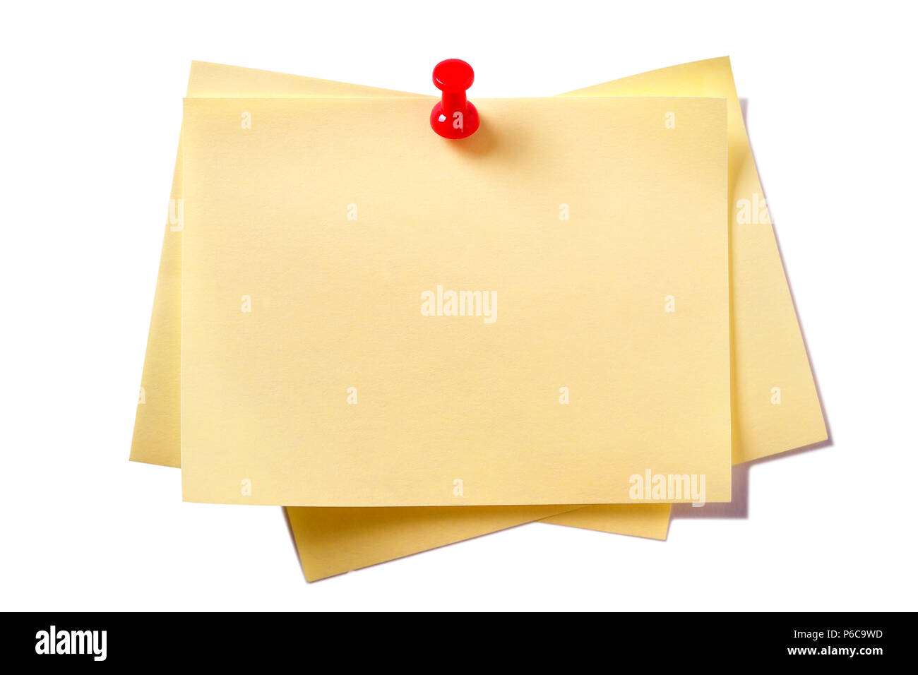 Yellow sticky post notes with pin isolated on white Stock Photo - Alamy