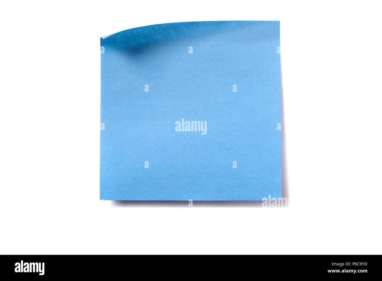Blue square sticky post note isolated on white Stock Photo - Alamy