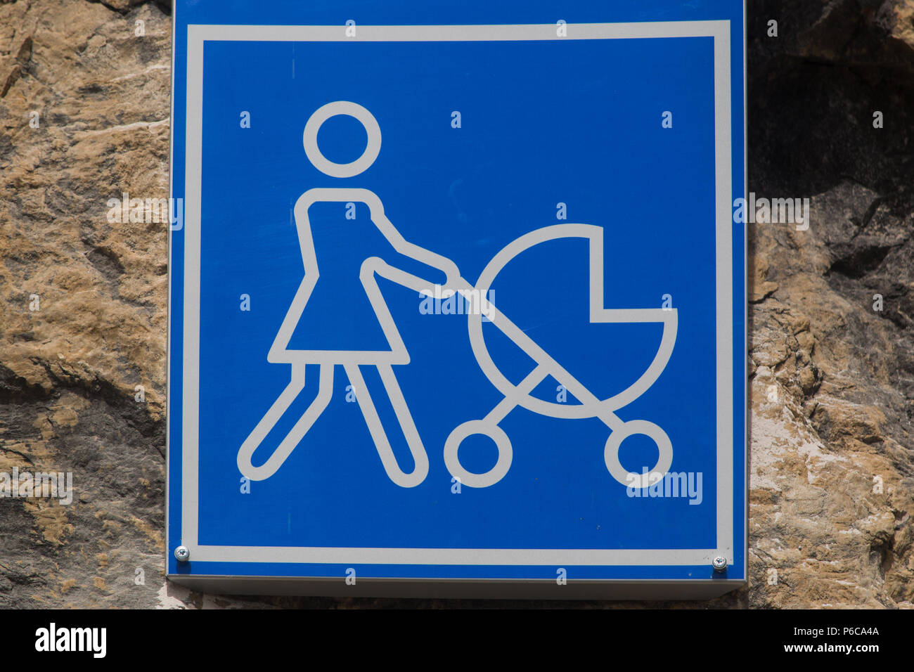 Square blue sign marking Parent and Child or Mother and Baby parking ...