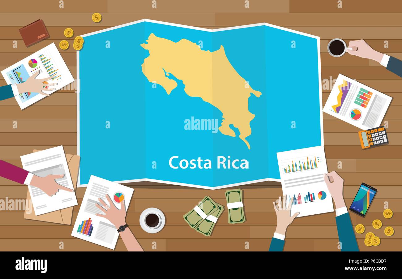 costa rica economy country growth nation team discuss with fold maps ...