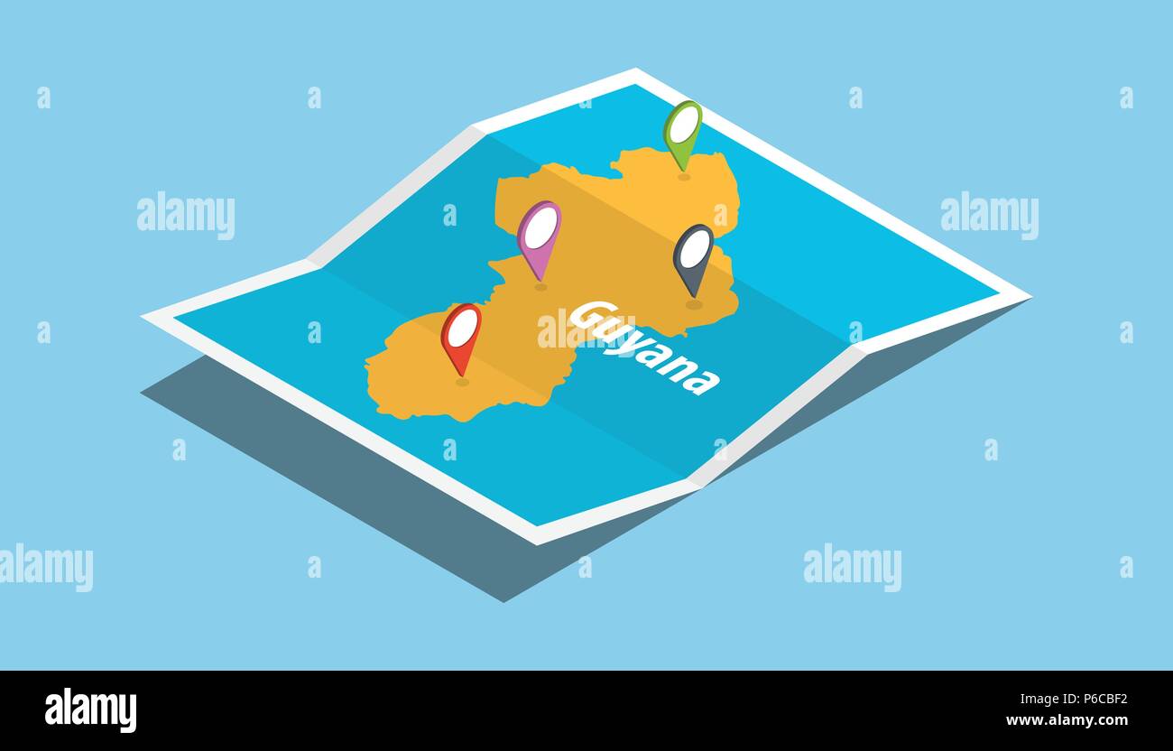 explore guyana maps with isometric style and pin location tag on top ...