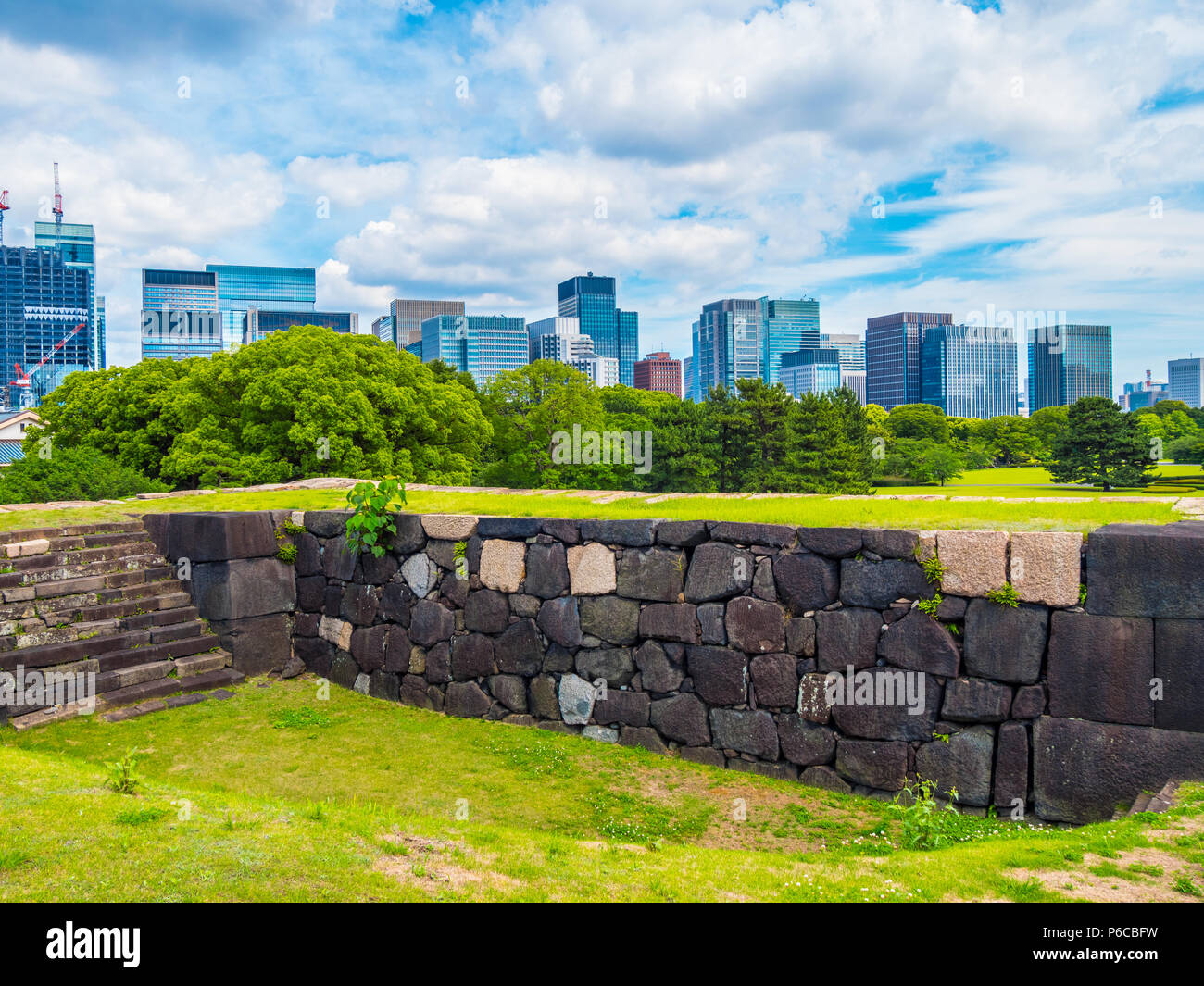 Base of the main tower of Edo Castle in Tokyo Stock Photo - Alamy