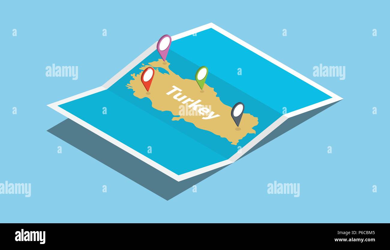 turkey explore maps country nation with isometric style and pin ...