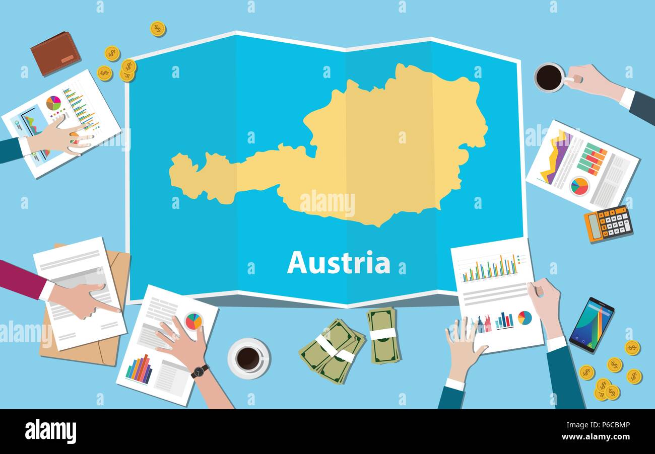 austria economy country growth nation team discuss with fold maps view ...