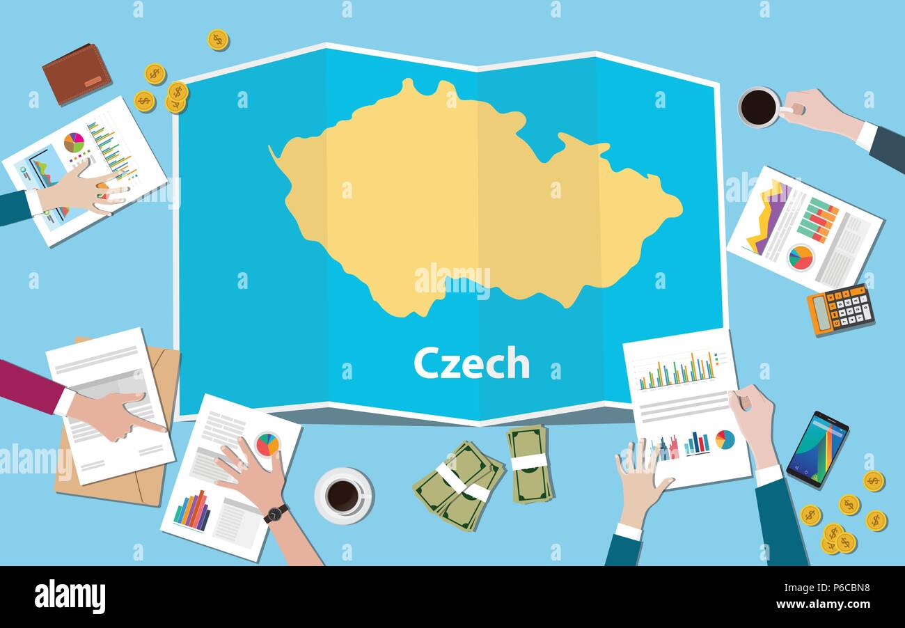 czech economy country growth nation team discuss with fold maps view ...