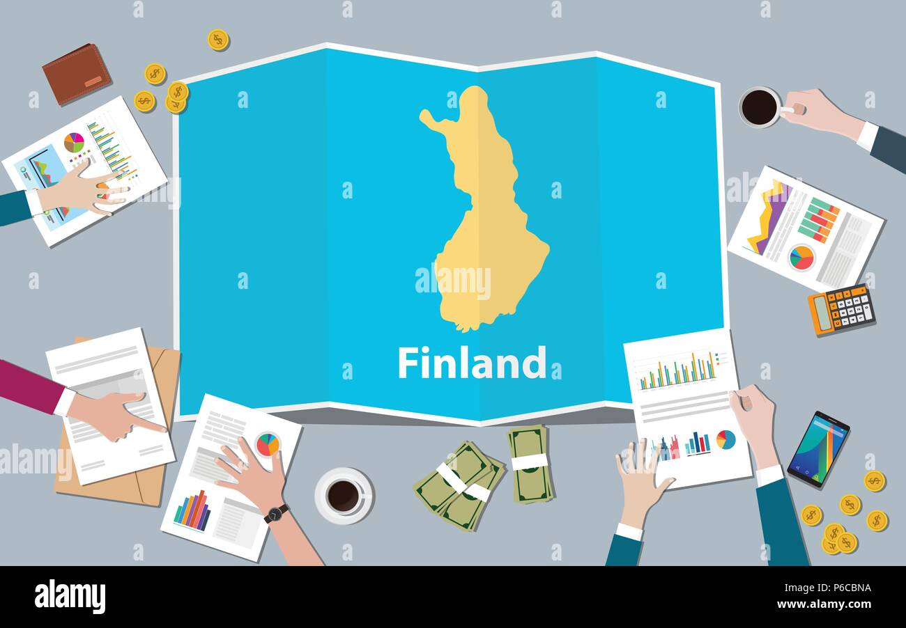 finland economy country growth nation team discuss with fold maps view ...