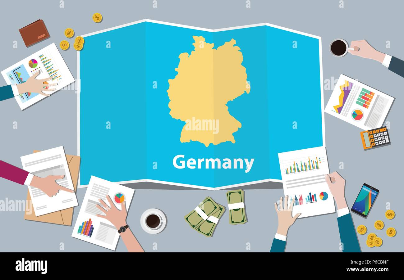 germany economy country growth nation team discuss with fold maps view ...