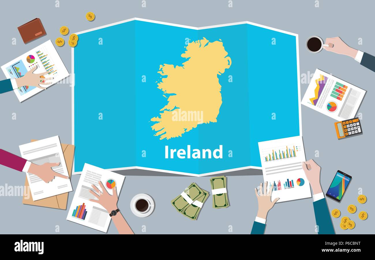 ireland economy country growth nation team discuss with fold maps view ...