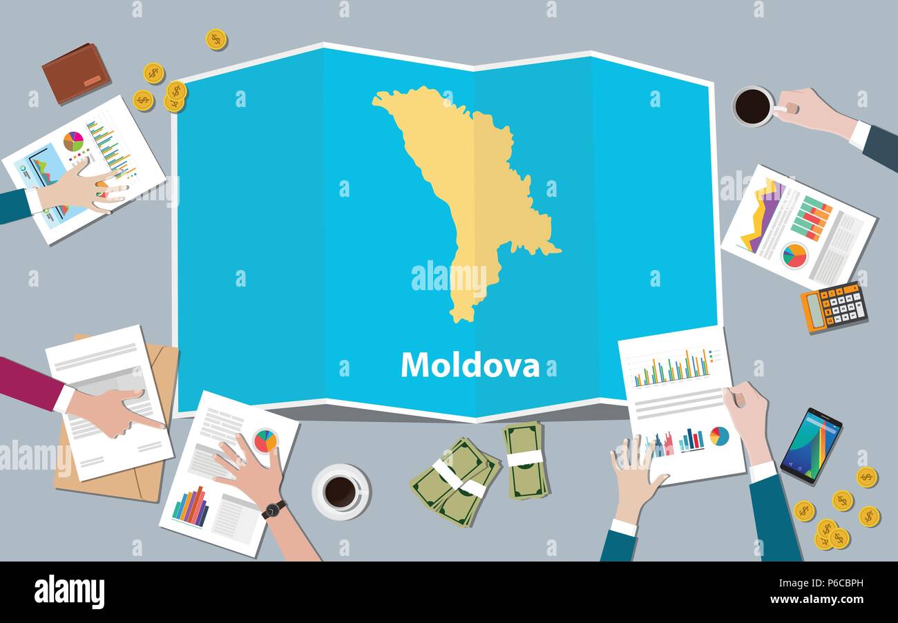 moldova economy country growth nation team discuss with fold maps view ...