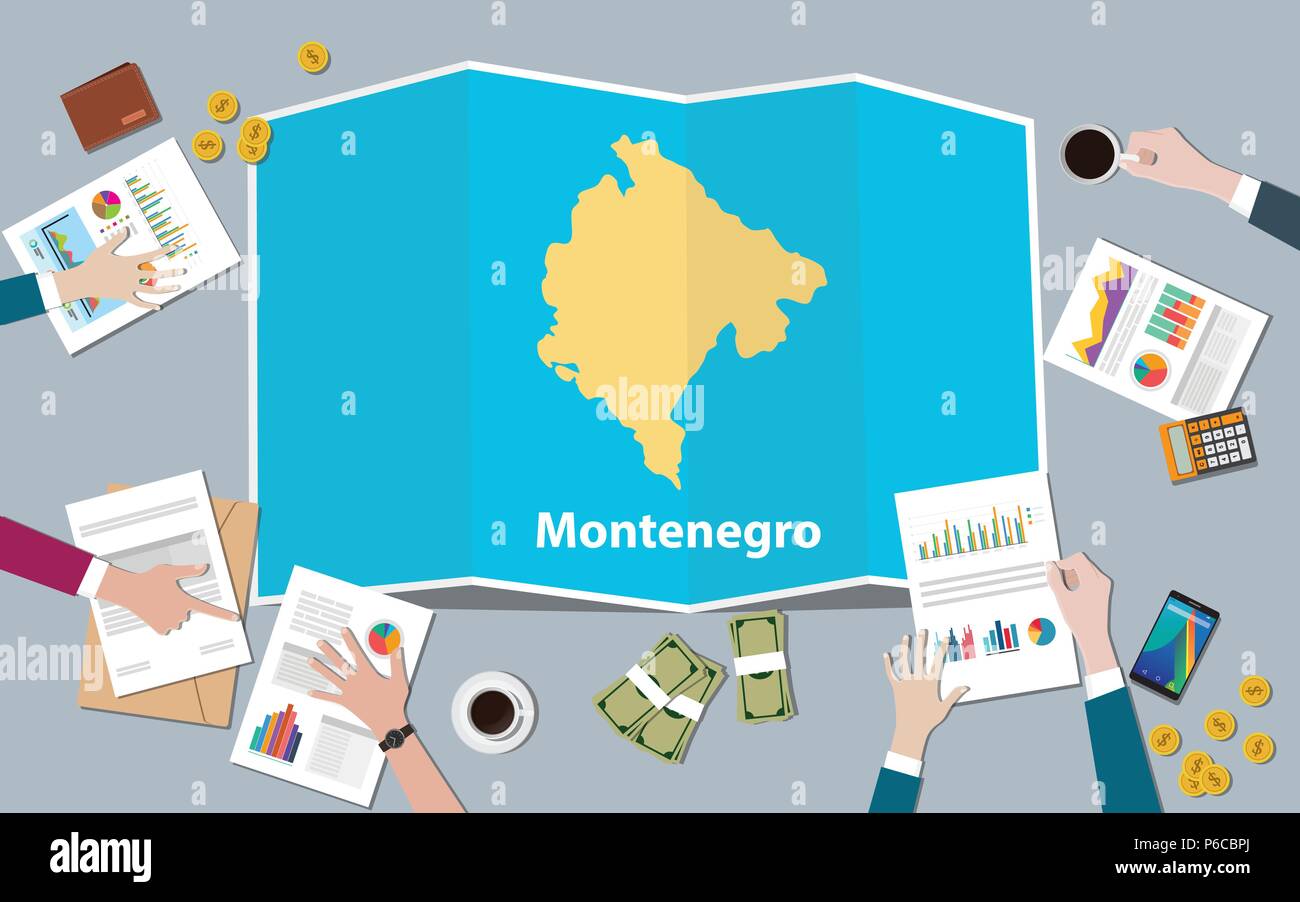 montenegro economy country growth nation team discuss with fold maps ...