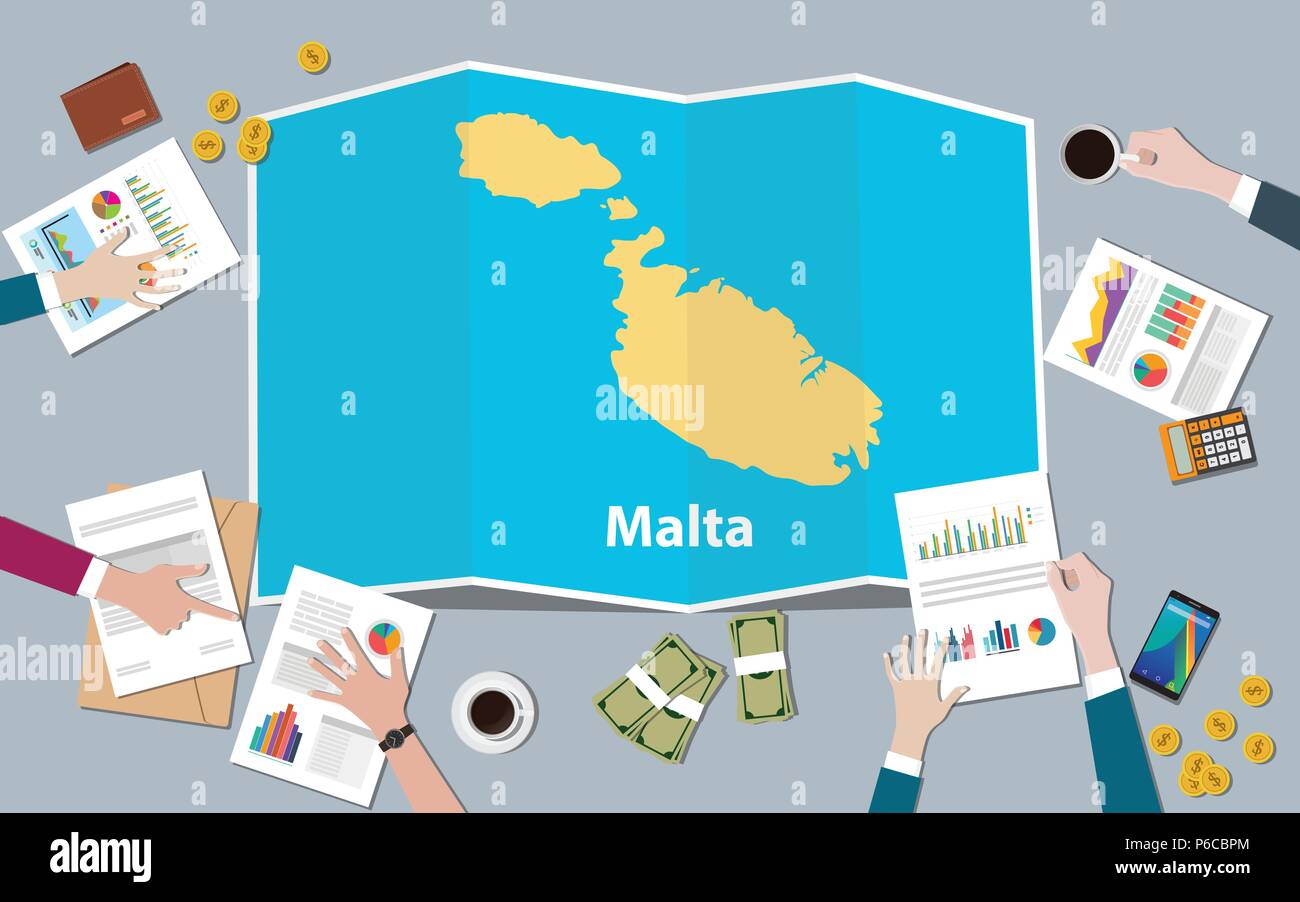 malta economy country growth nation team discuss with fold maps view ...