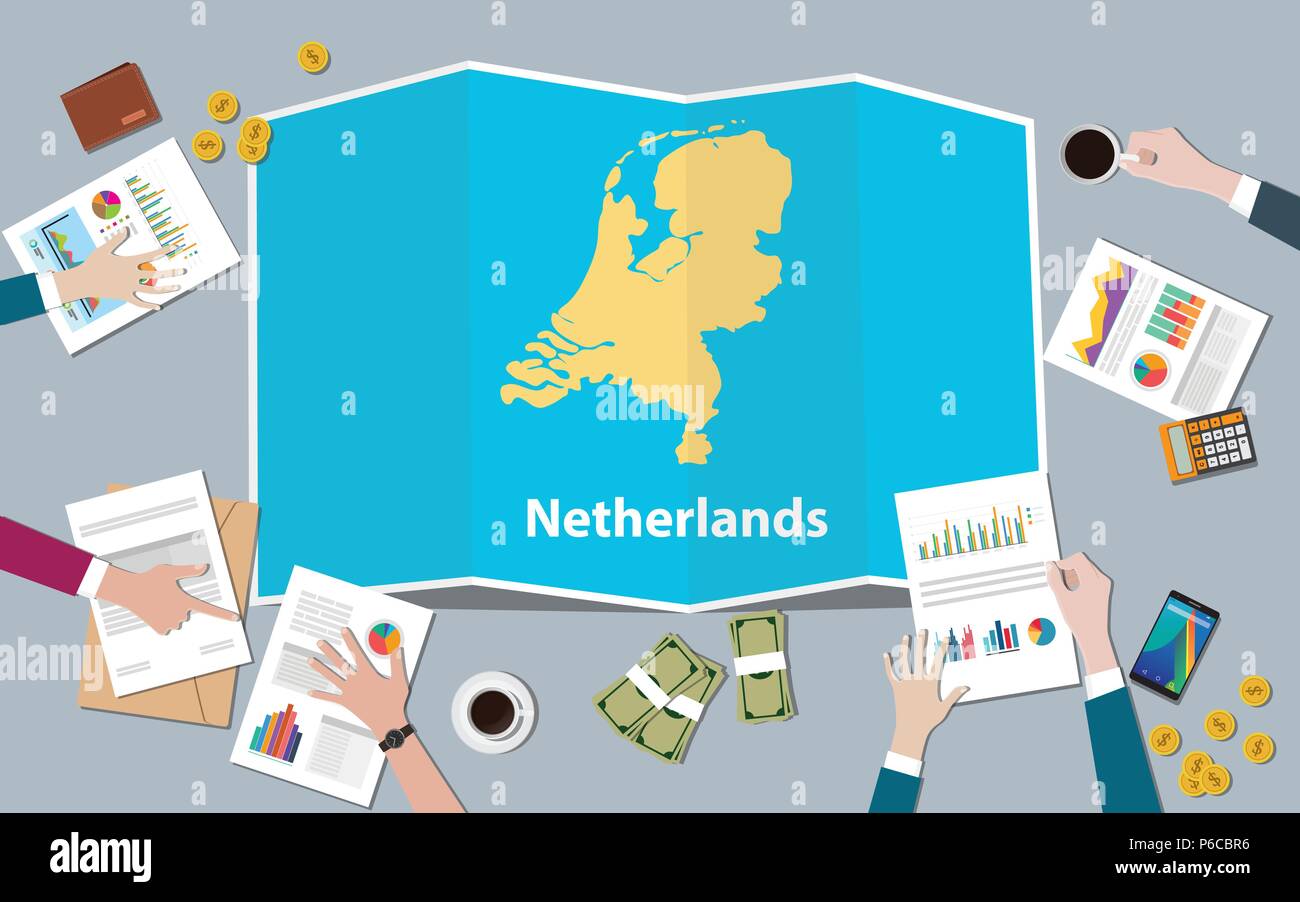 netherlands economy country growth nation team discuss with fold maps ...