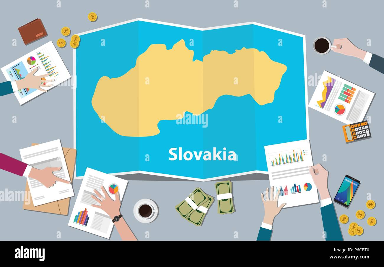 slovakia economy country growth nation team discuss with fold maps view ...