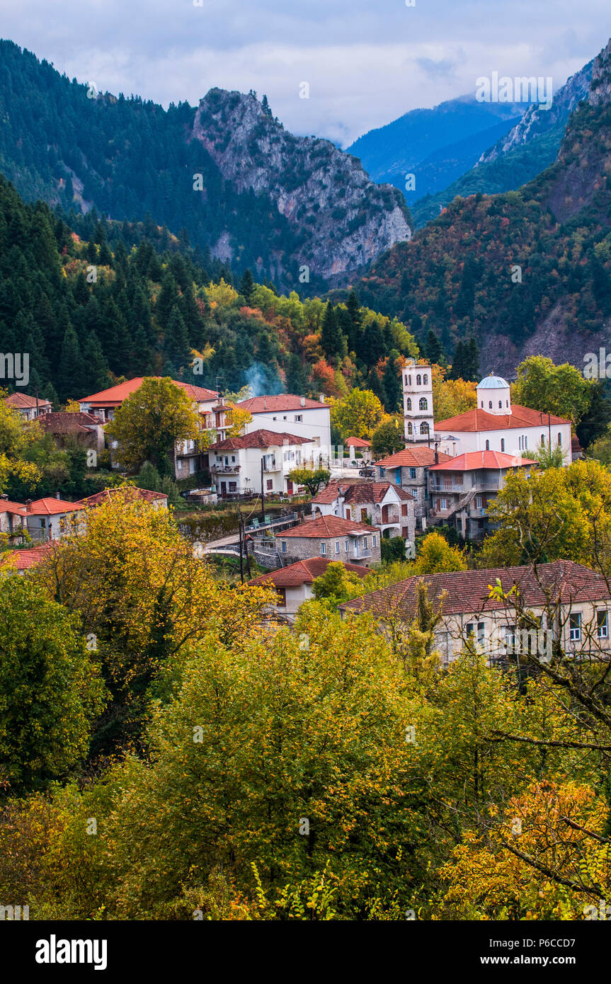 europe, greece, evritania, karpenisi, megalo horio, village Stock Photo ...